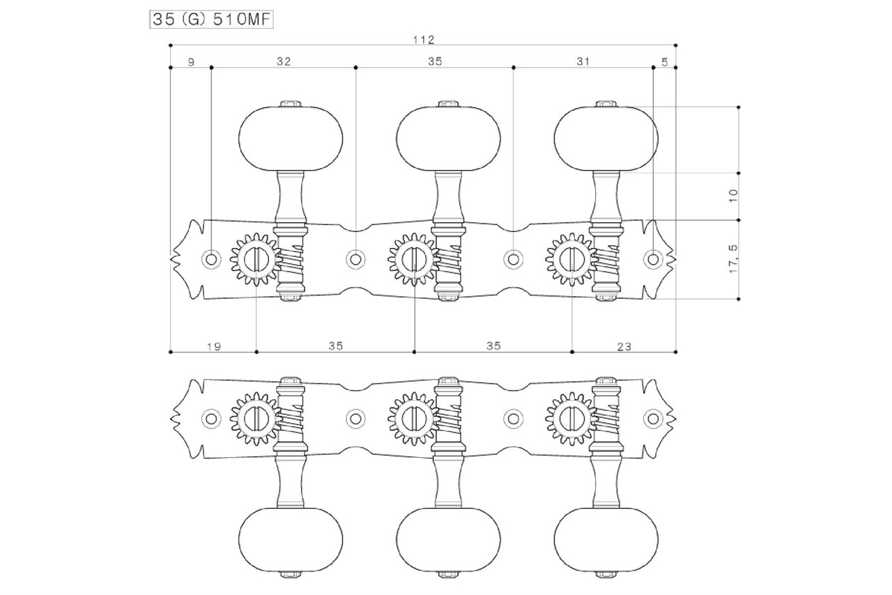 GOTOH 35P510MF Classical Guitar Tuning Machine, Steel Posts, White MOP ...
