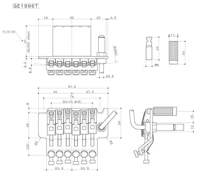 GOTOH GE-1996T Licensed Floyd Rose locking tremolo bridge - Black ...