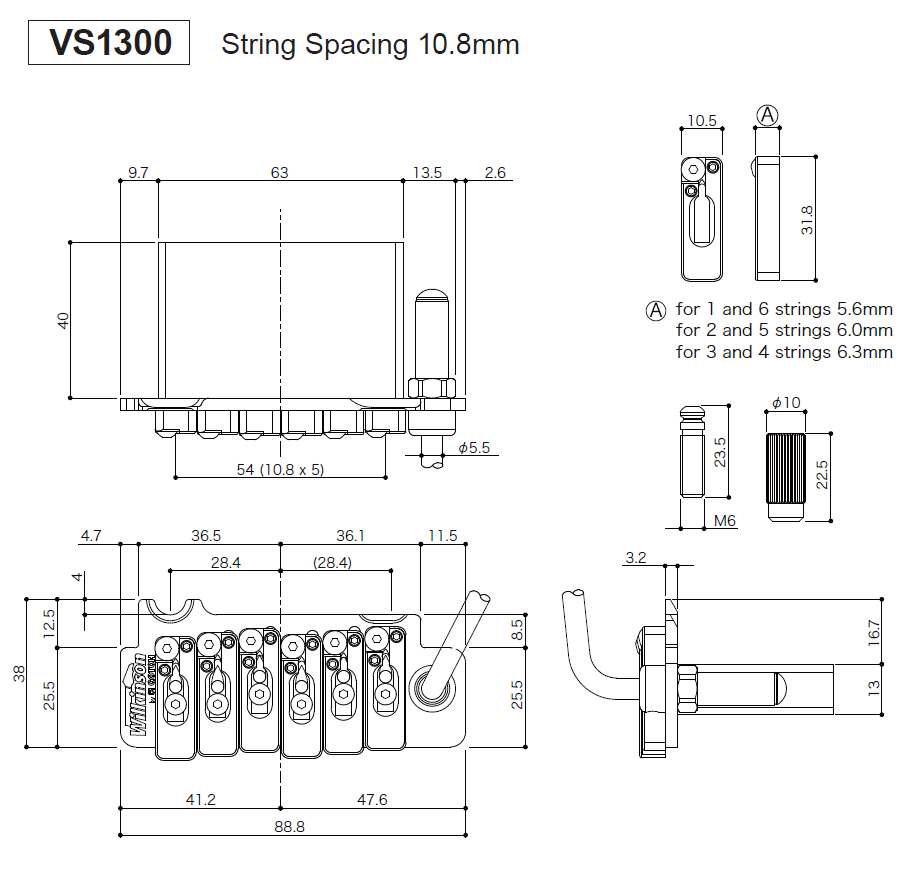 GOTOH WILKINSON VS-1300 VS1300 2-Point Locking Tremolo Bridge ...