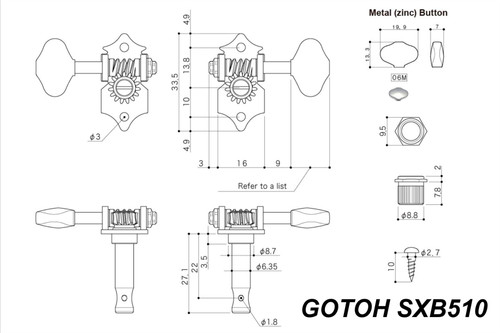 GOTOH SXB510-06M Open Back Guitar Tuning Machines - Set - Philadelphia ...