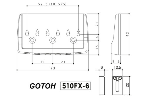 GOTOH 510FX-6 6-String Fixed Bridge CNC Machined w/ Steel Saddles ...