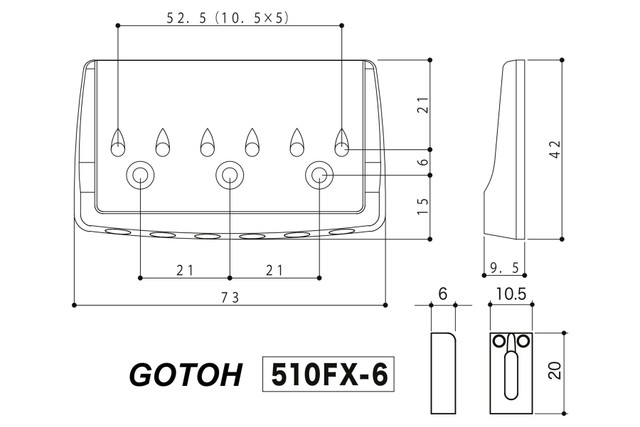 GOTOH 510FX-6 6-String Fixed Bridge CNC Machined w/ Steel Saddles ...