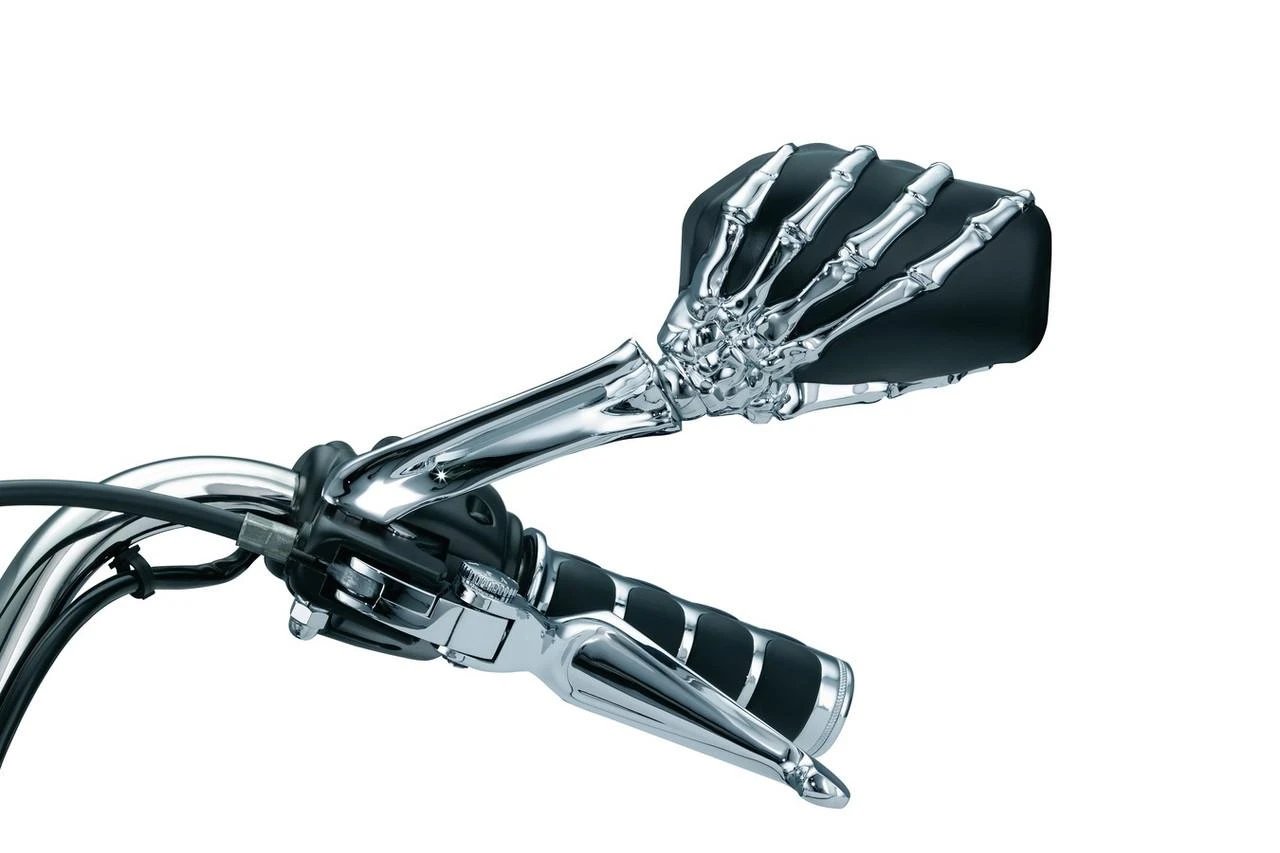 Kuryakyn Skeleton Hand Mirrors - Chrome Stem with Black Head (Pair ...