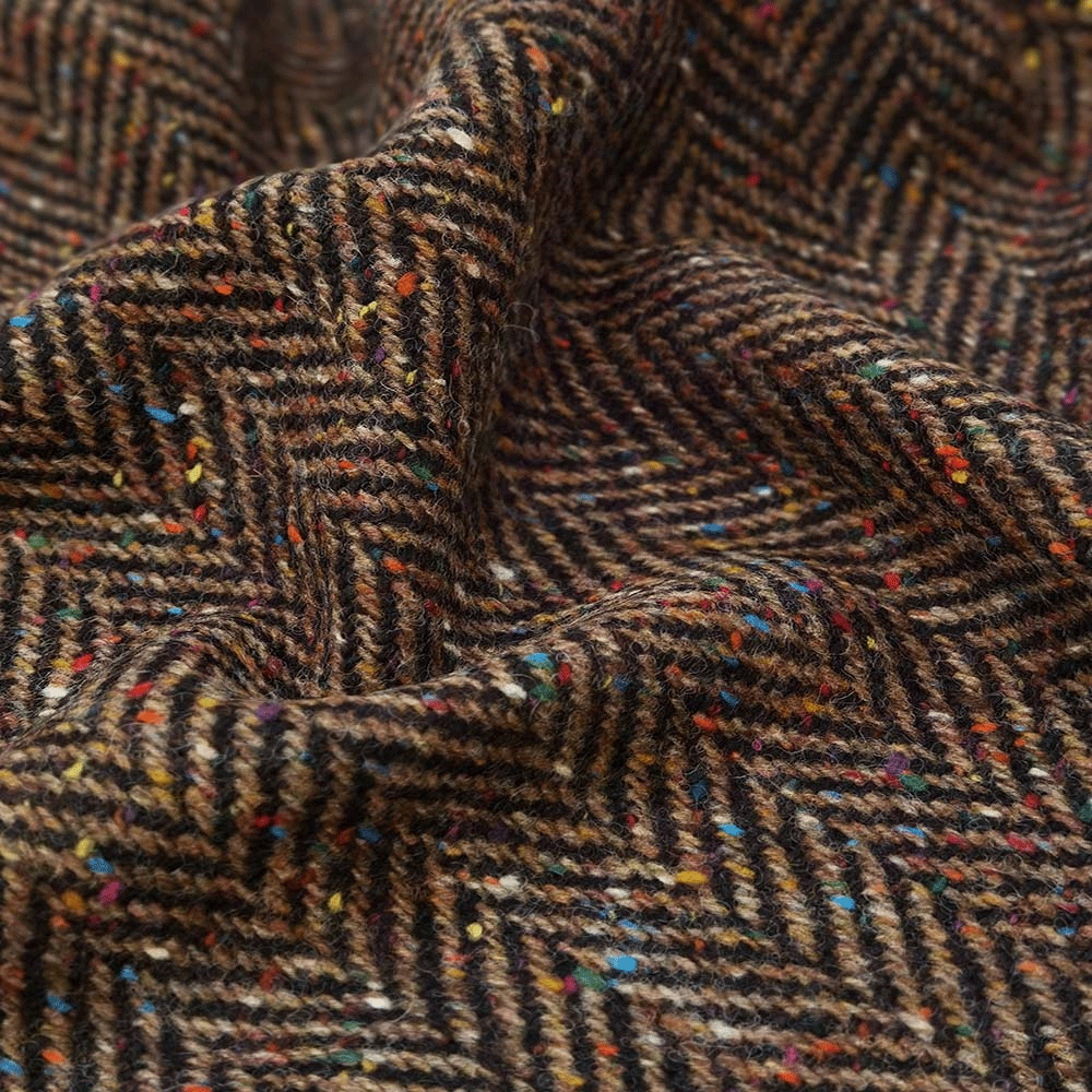 Brown/Multi Herringbone Donegal Tweed - Bookster Tailoring