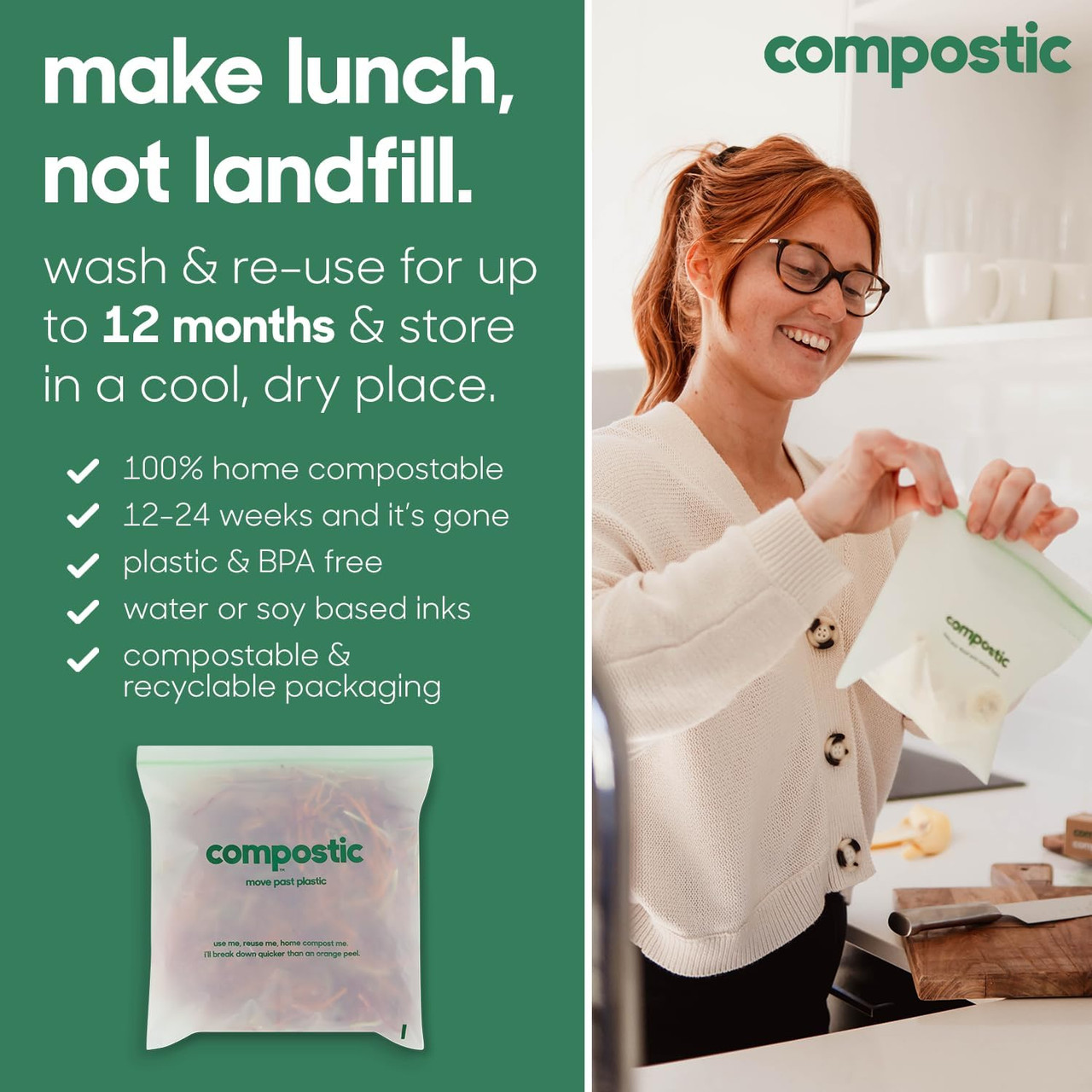COMPOSTIC Gallon Bags - Home Compostable