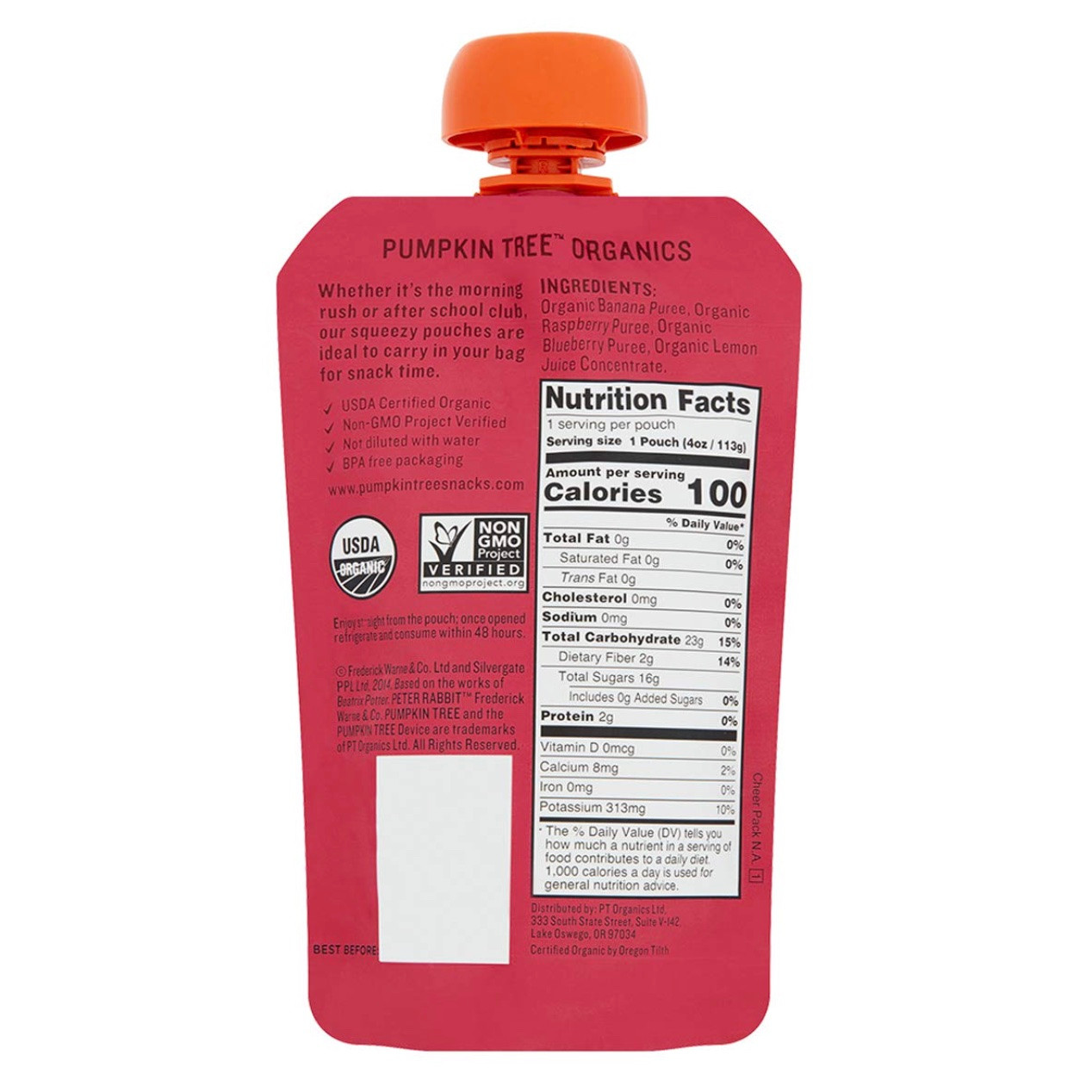 PETER RABBIT Peter Rabbit Organics Fruit Puree, Banana Raspberry ...