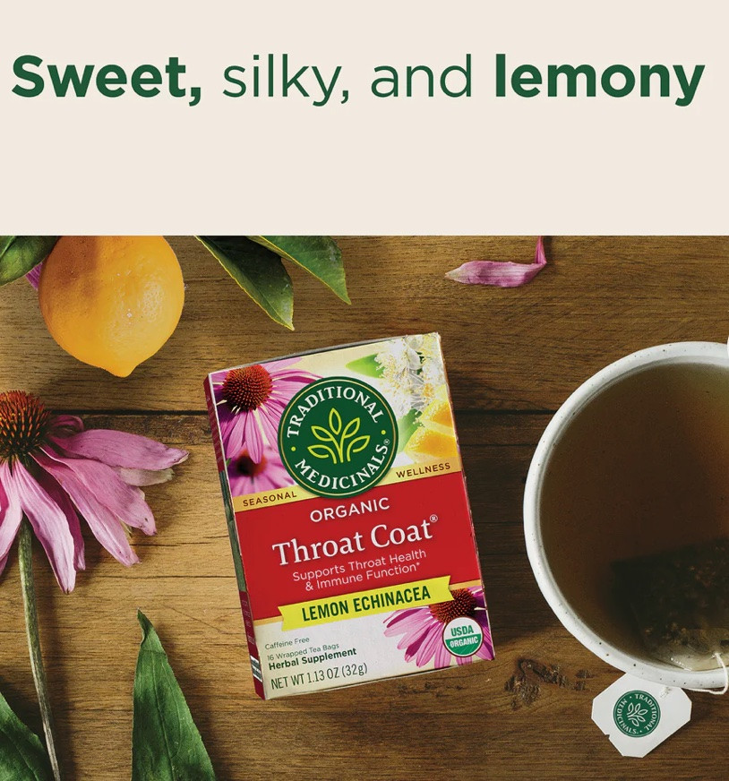 TRADITIONAL MEDICINALS Throat Coat Lemon Echinacea Tea