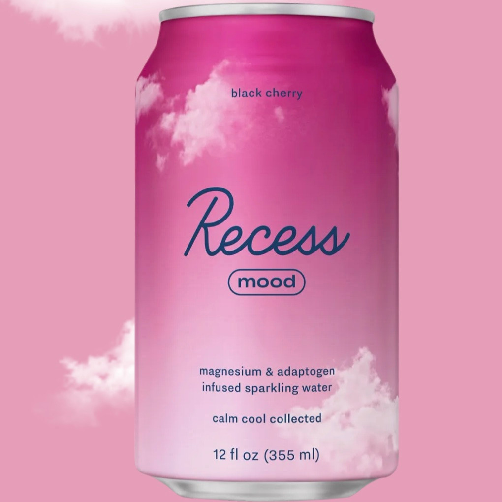 RECESS Black Cherry Sparkling Water Infused with Magnesium & Adaptogens