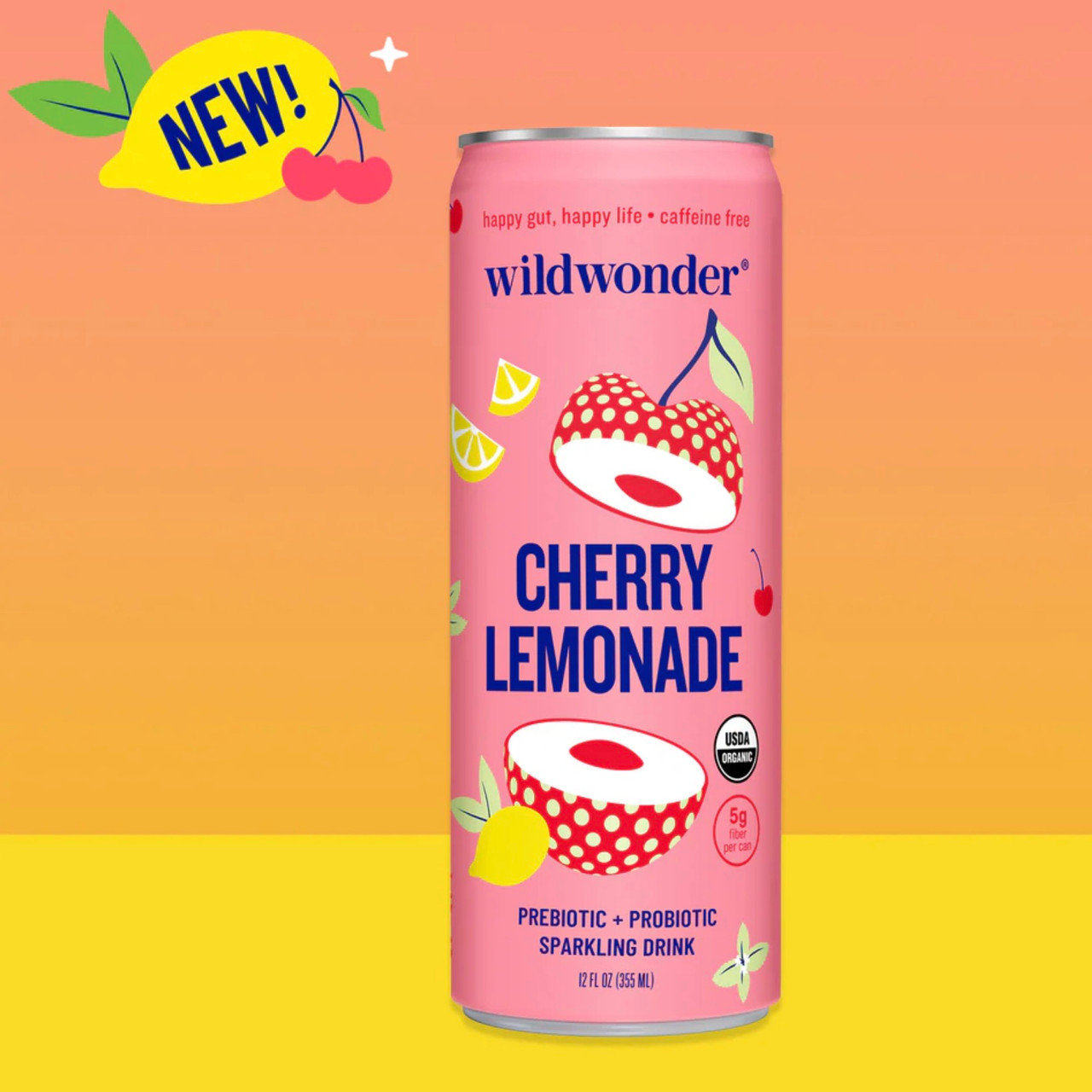 WILDWONDER Pre and Probiotic Sparkling Cherry Lemonade