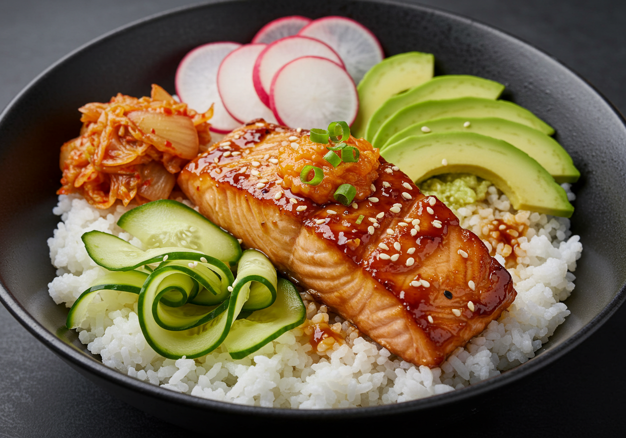 Sticky Miso Salmon Bowl - TC Farm