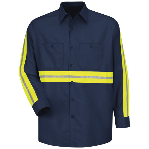 Red Kap Men's Long Sleeve Enhanced Visibility Industrial Work Shirt ...