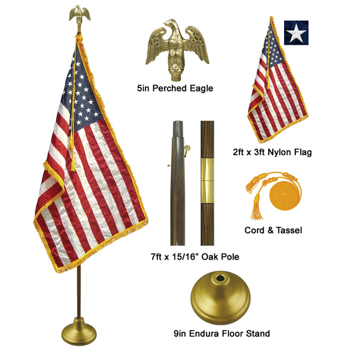 8' Deluxe U.S. Indoor Flag Set - FW-301 | AmeritexFlags.com