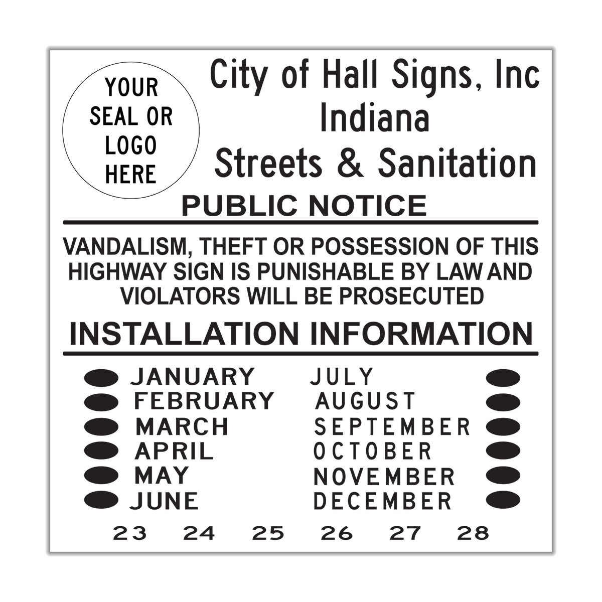 Date Sticker Style A - 4" x 4" - Hall Signs