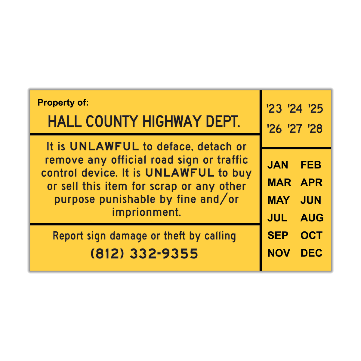 Date Sticker Style K - 5" x 3" - Hall Signs