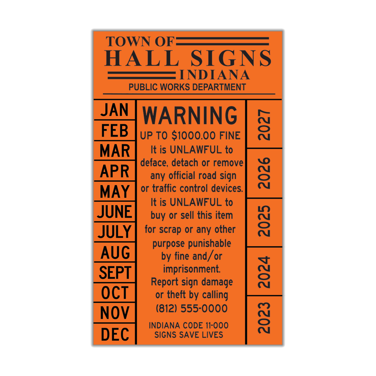 Date Sticker Style M - 3" x 5" - Hall Signs