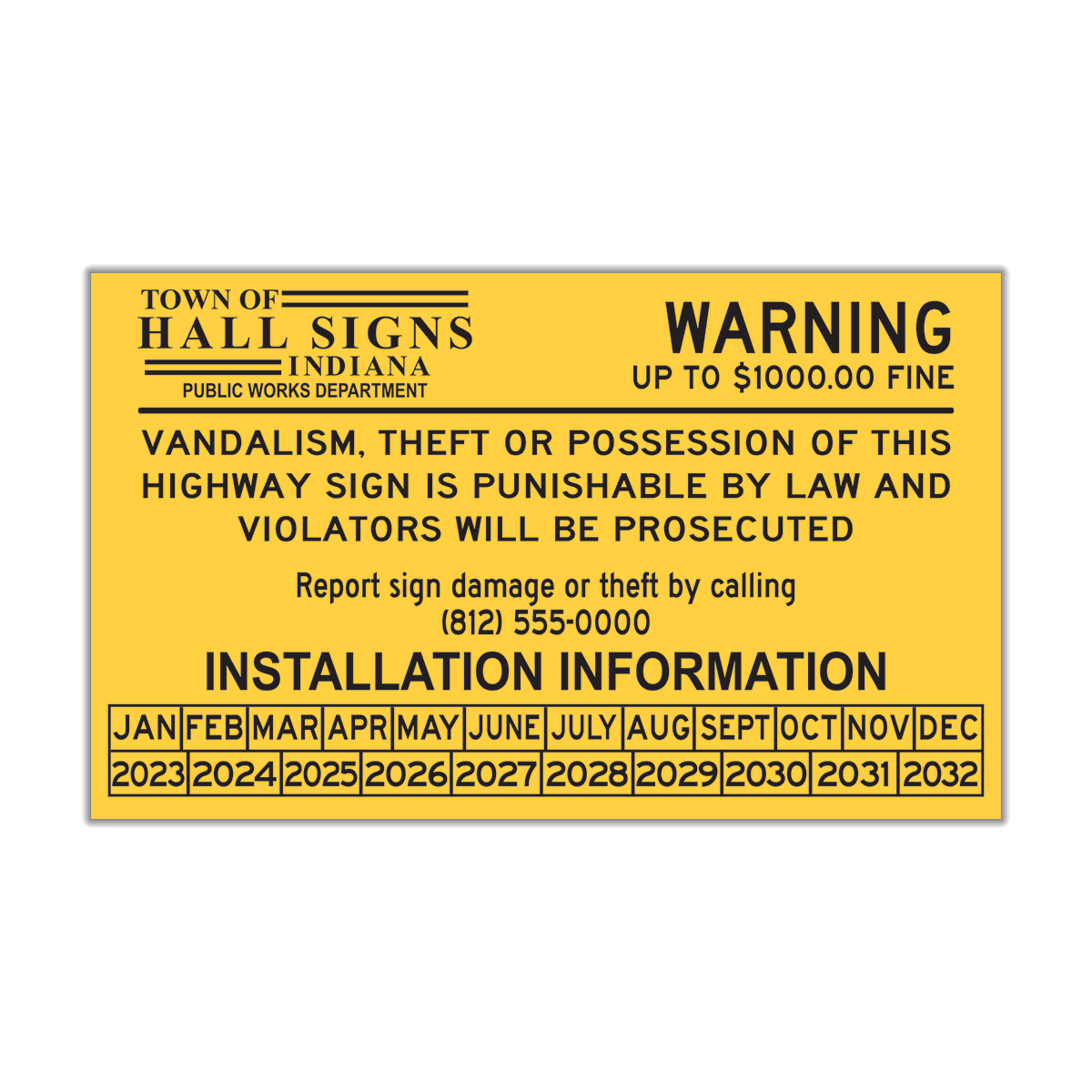 Date Sticker Style O - 5" x 3" - Hall Signs