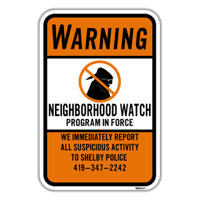 WNFP Warning Neighborhood Watch Program in Force - Hall Signs