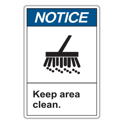 N5 Notice - Keep Area Clean - Hall Signs