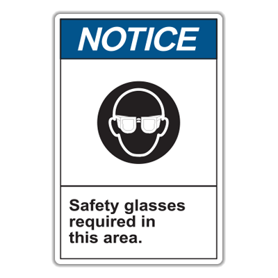 N9 Notice - Safety Glasses Required in This Area - Hall Signs