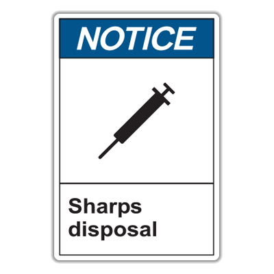 N13 Notice - Sharps Disposal - Hall Signs