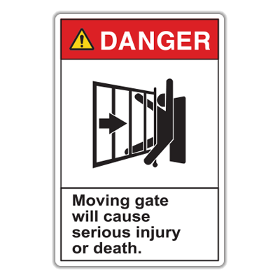 D8 Danger - Moving Gate Will Cause Serious Injury or Death - Hall Signs