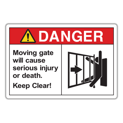 D8 Danger - Moving Gate Will Cause Serious Injury or Death - Hall Signs