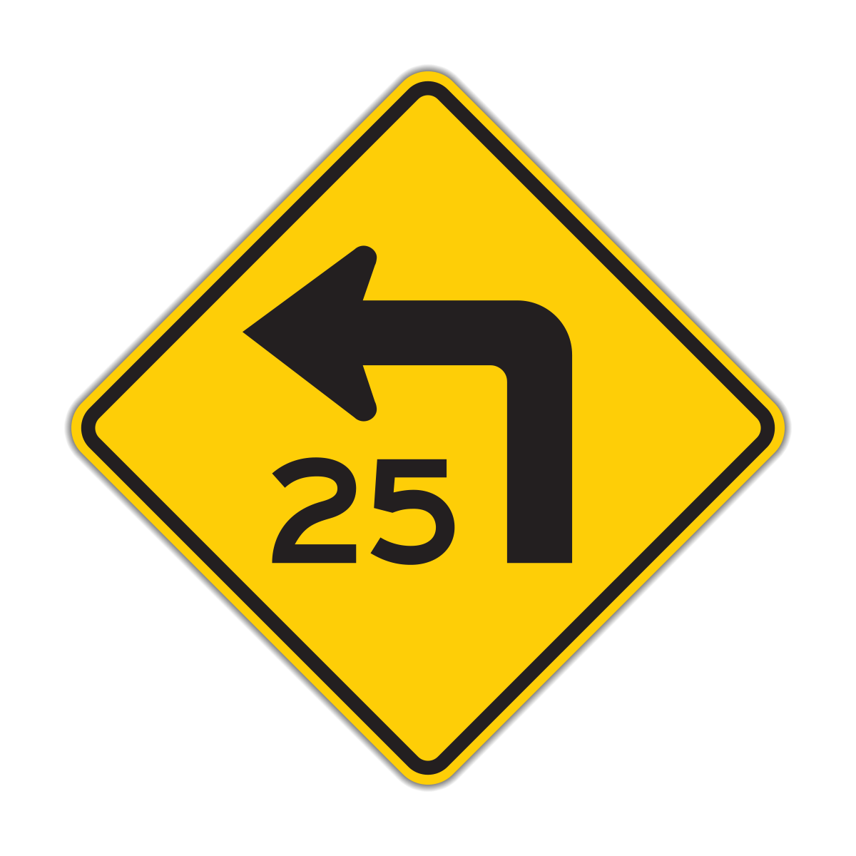W1-2a Curve with MPH - Hall Signs