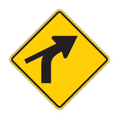 W1-10c Combination Horizontal Alignment (Curve) / Skewed Side Road ...