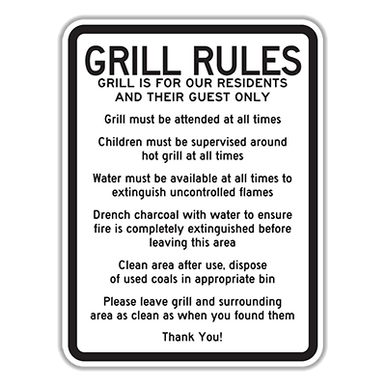 GRU Grill Rules - Hall Signs