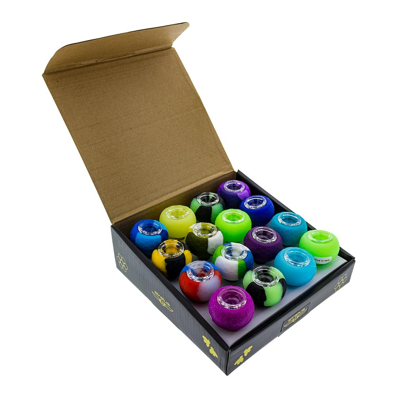 Stratus 14mm Silicone Bowl With Glass Insert Assorted Colors
