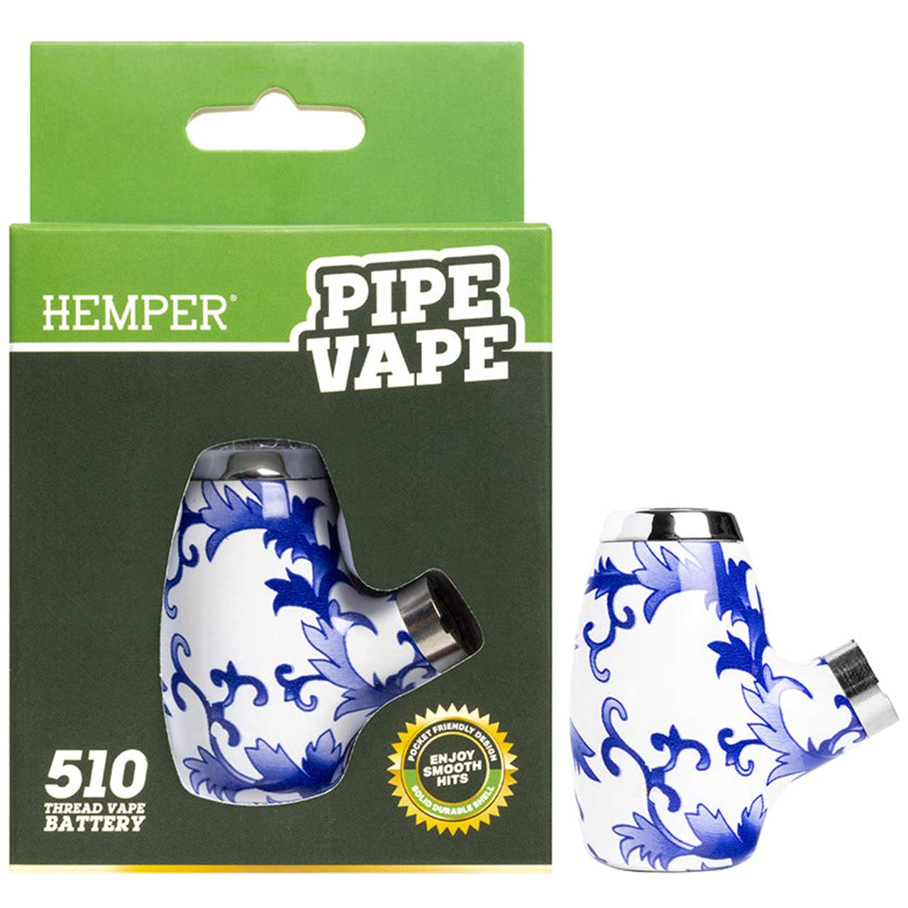 Pipe Shaped Vape Battery - Porcelain | Waterbeds 'n' Stuff