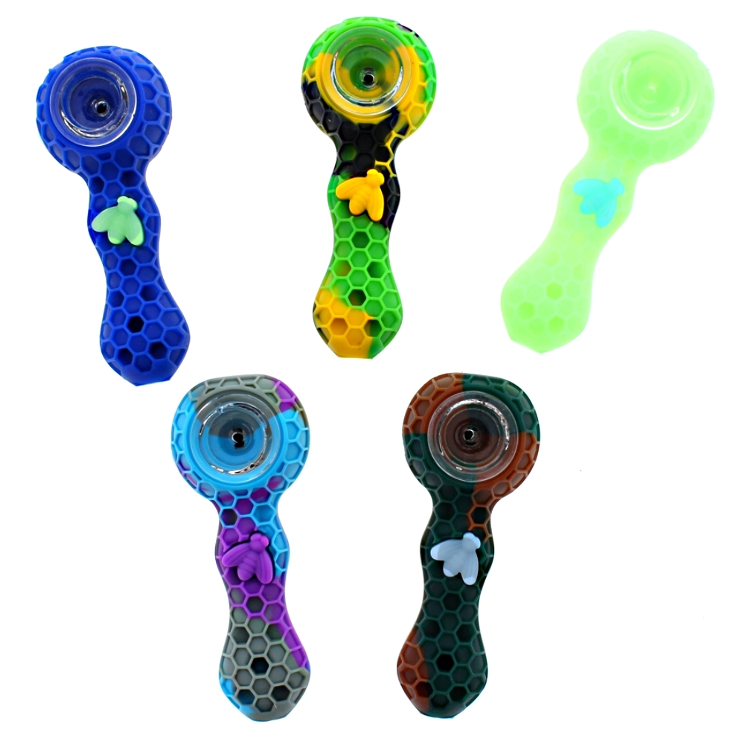 Stratus Silicone 2 In 1 Bee Pipe And Nectar Collector Assorted Colors