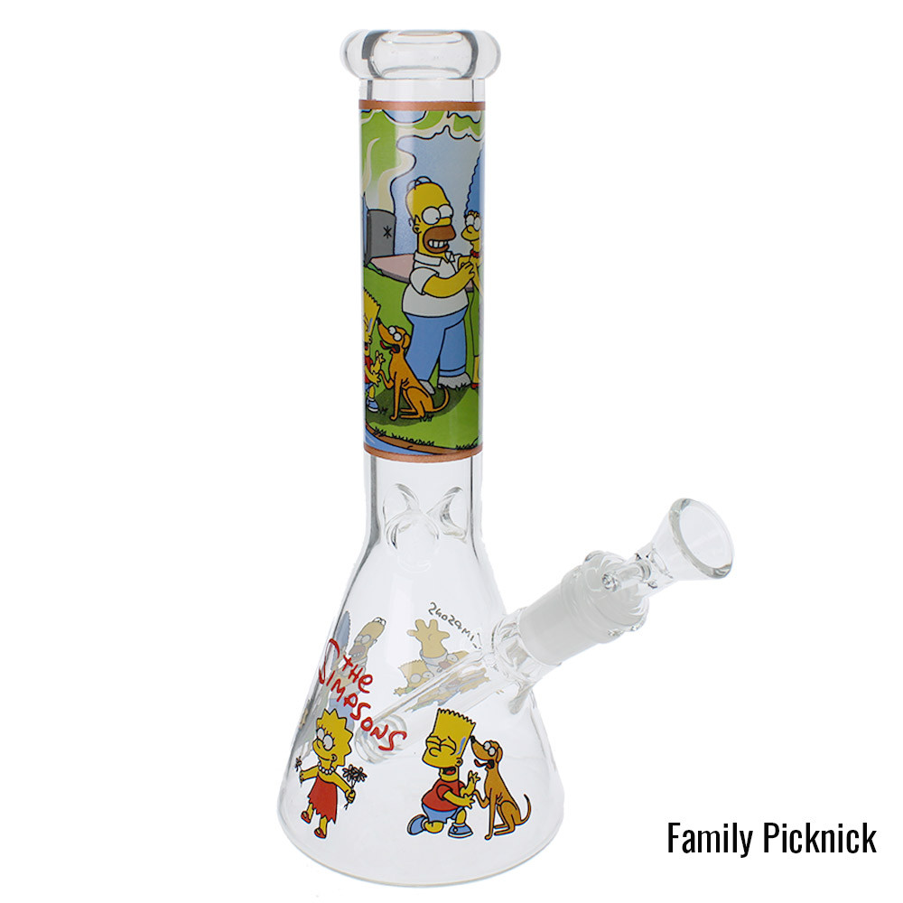 10" Simpsons Beaker Bong | Glass Water Pipe with Ice Pinch