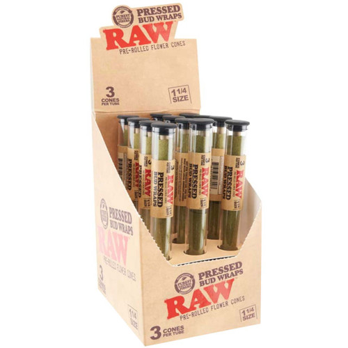 RAW Pressed Bud Wraps - 1 1/4 Cones, 3-Pack | Waterbeds 'n' Stuff
