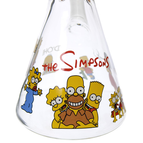 10" Simpsons Beaker Bong | Glass Water Pipe with Ice Pinch