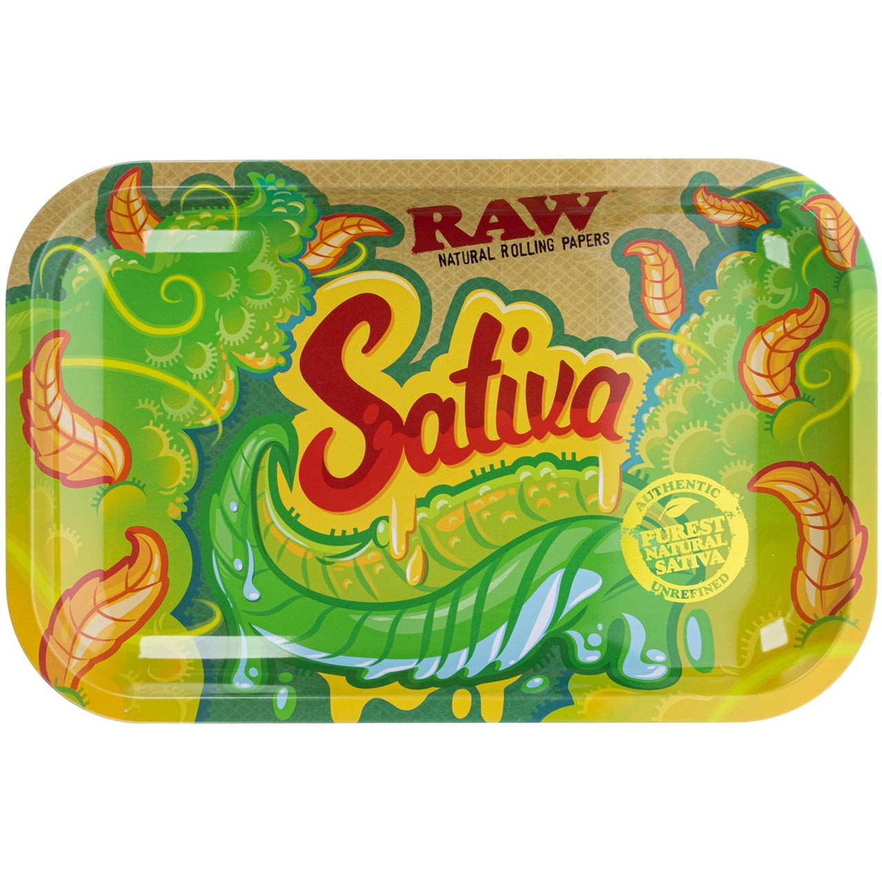 Raw Strain Series Metal Rolling Tray Sativa Small Waterbeds N Stuff