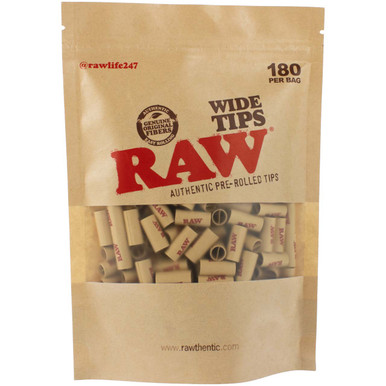 RAW Pre-Rolled Wide Tips Bag - 180 Tips | Waterbeds 'n' Stuff