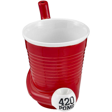 Ceramic Beer Pong Pipe Cup | Waterbeds 'n' Stuff