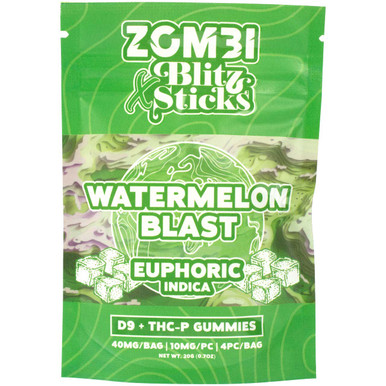 Zombi Blitz Sticks 40 mg D9 + THCP Gummies - Watermelon Blast ...
