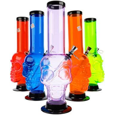JM Enterprises 12" Skinny Skull Bubble Acrylic Bong | Waterbeds 'n' Stuff