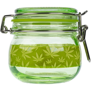 Dank Tank Airtight Glass Stash Jar - Green Leaf, Medium | Waterbeds 'n ...