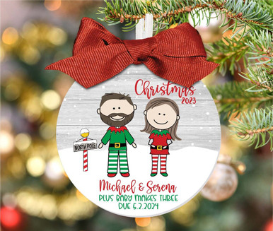 We're Expecting Christmas Ornament - Elf Family