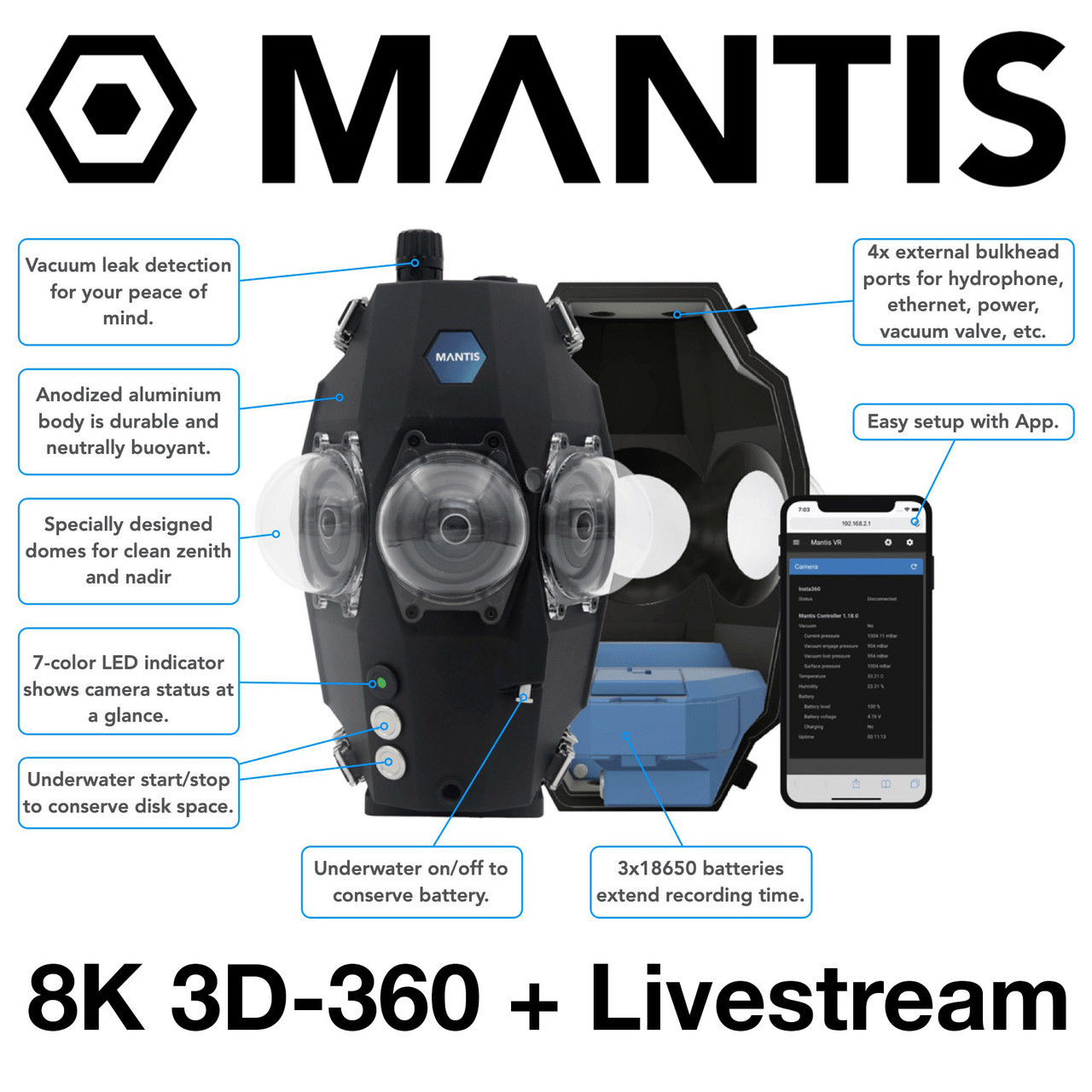 Mantis Sub Housing for Insta360 Pro2