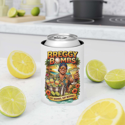Breggy Bombs 'Hit Bombs, Sip Bombs' Tropical Can Koozie