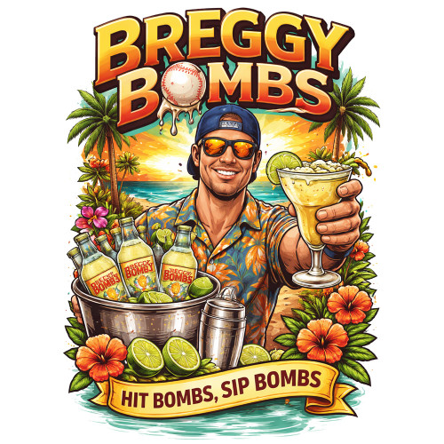 Breggy Bombs 'Hit Bombs, Sip Bombs' Tropical Can Koozie