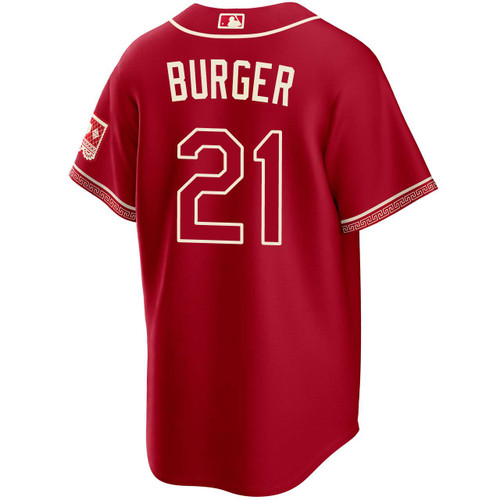 Jake Burger Texas Rangers Red 2026 City Connect Jersey by NIKE ...