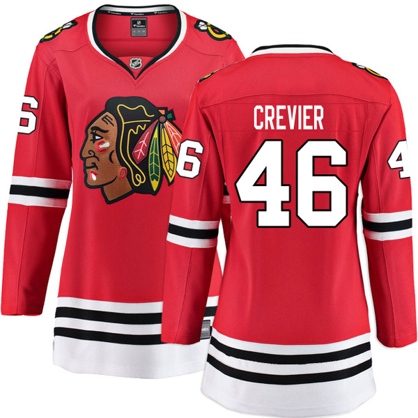 Louis Crevier Chicago Blackhawks Women's Home Red Breakaway Jersey by ...