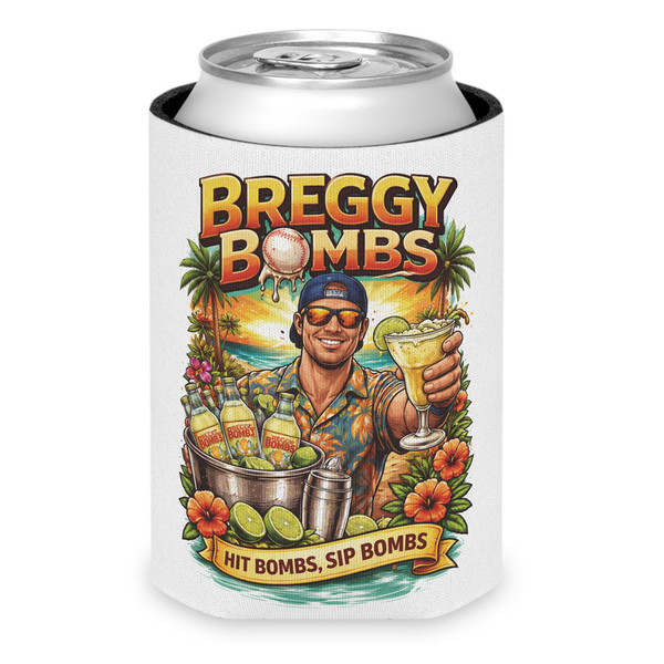 Breggy Bombs 'Hit Bombs, Sip Bombs' Tropical Can Koozie