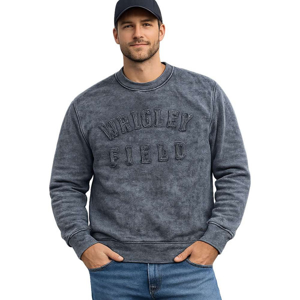 Wrigley Field 'Old School' Acid Washed Flock Crewneck Sweatshirt
