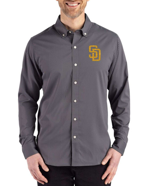 San Diego Padres Black/Elemental Grey Skyline Gingham Long Sleeve ...